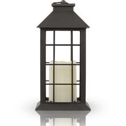 Bestlivings Laterne Retro Windlicht ( 32cm ) mit flackernder LED-Kerze, Batteriebetrieben, Innenbereich - Dekorative Lampe mit brennenden Docht Effekt