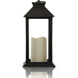 Bestlivings - Laterne Windlicht ( 32cm ) mit flackernder LED-Kerze, Batteriebetrieben, Innenbereich - Dekorative Lampe mit brennenden Docht Effekt