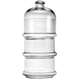 Pasabahce - Patisserie Basic Set 3 stapelbare Behälter mit Kuppel, Glas, Transparent