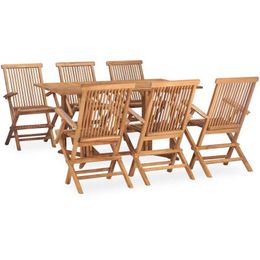 7-tlg. Gartenmöbel Set Sitzgruppe Garten mit Tisch und Stühlen - Klappbar Massivholz Teak BV696218 Bonnevie