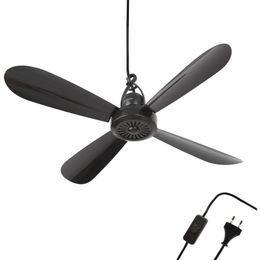 Bestlivings Mobiler Deckenventilator schwarz mit Stecker und Schalter, 220V-240V / 5 Watt, Ø40 cm Decken Ventilator mit Aufhänger - Weiß