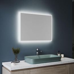 SONNI Badspiegel Badezimmerspiegel LED Beleuchtung Wandspiegel 80x60 cm kaltweiß licht Wandschalter Energiesparender,IP44