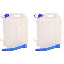 BURI Wasserkanister 2x 10 Liter Auslaufhahn Ausgießtülle Camping Wasserbehälter