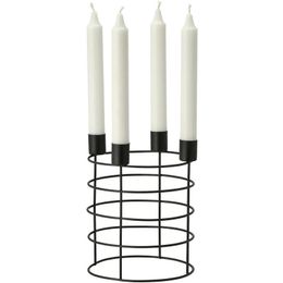 Spetebo Metall Kerzenständer 19 cm für Adventskerzen - rund - Kerzenhalter für 4 Stabkerzen - Kerzenleuchter Tischdeko modern