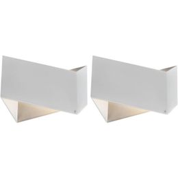 Qazqa 2er Set Design Wandlampen weiß - Fold - Weiß
