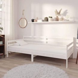 MAISONCHIC Tagesbett mit Matratze Einzelbett Bett für Schlafzimmer 90x200 cm Weiß Kiefer Massivholz DE61642