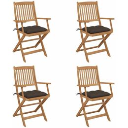 MAISONCHIC 4er Set Gartenstühle Gartensessel Klappbare Stühle für Garten Terrasse Balkon mit Kissen Massivholz Akazie DE37776