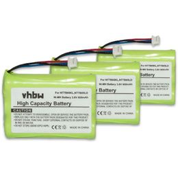 vhbw 3x Ni-MH Akku Set 800mAh (3.6V) kompatibel mit schnurlos Festnetz Telefon Nortel 7420, 7430, 7439, 7449 Ersatz für CPH-464Q3S, NT7B65KL, NT7B65LD.