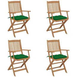 MAISONCHIC - 4er Set Gartenstühle Gartensessel Klappbare Stühle für Garten Terrasse Balkon mit Kissen Massivholz Akazie DE16303