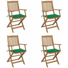 MAISONCHIC - 4er Set Gartenstühle Gartensessel Klappbare Stühle für Garten Terrasse Balkon mit Kissen Massivholz Akazie DE39097 - Grün