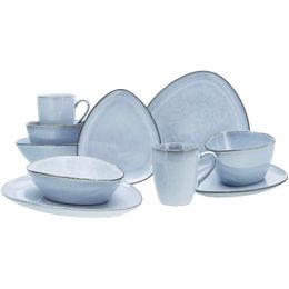 Creatable Kombiservice Cloudy (10-tlg), 2 Personen, Steinzeug, Service, organische und unregelmäßige Form, 10 Teile, für 2 Personen, blau