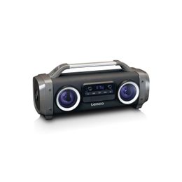 Lenco SPR-100 Tragbares High Power Boombox Radio mit BT, USB, SD, IPX4 Boombox (25 W), schwarz