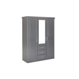 Inter Link Kleiderschrank Geraldo mit Spiegel 3 Türen und Schubladen in Grau