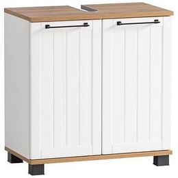 MÖBELPARTNER MÖBELPARTNER Waschtischunterschrank ohne Waschbecken Jelda 154166 eiche landhaus, weiß 59,8 x 32,6 x 62,4 cm