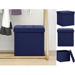 vidaXL Fußhocker Hocker mit Stauraum Blau Leinenoptik