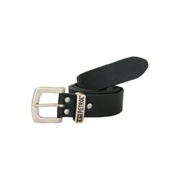 PETROL INDUSTRIES Ledergürtel mit Metallloop, schwarz|silberfarben