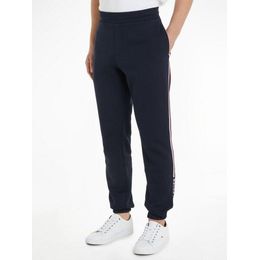 Tommy Hilfiger Sweathose GLOBAL STRIPE SWEATPANTS mit Logo am Bein, blau