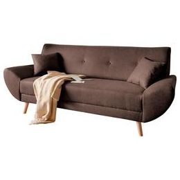 3-Sitzer Home Affaire "Basta" Sofas Gr. B/H/T: 205cm x 80cm x 82cm, Luxus-Microfaser Lederoptik, braun (dunkelbraun)