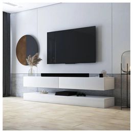 DB-Möbel Lowboard Lowboard "MONACO" TV-Unterschrank 140 cm Hochglanz Grifflos schwarz