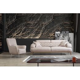 JVmoebel Wohnzimmer-Set Sofagarnitur 3+1 Sitzer Luxus Sofa Sofas Sessel Leder Garnitur Luxus