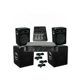 DSX Pa Set 3040 Watt 3 Wege 30cm Boxen Subwoofer 38cm Verstärker Mixer Stereo Lautsprecher (1400 W)