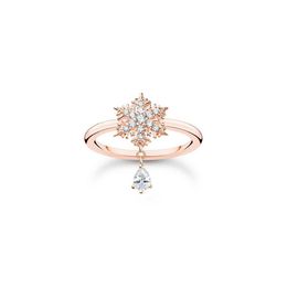 Thomas Sabo Silberring TR2414-416-14 Ring Damen Schneeflocke Weiße Steine Roségold Gr. 56