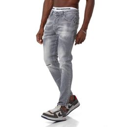 RED BRIDGE RedBridge Slim-fit-Jeans Hose Straight Leg Denim Pants Grau W32 L34 Distressed-Look