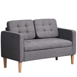 HOMCOM 2-Sitzer Sofa mit abnehmbaren Kissen grau 117 x 62 x 78 cm (BxTxH)