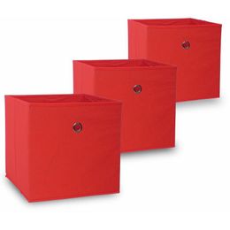 Faltbox Aufbewahrung Korb Faltbare Aufbewahrungsbox Stoffbox Oslo im 3er Set - Rot - Rot - Vladon