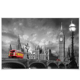Xxl Poster London Red Bus Westminster Bridge Wandposter Kinderzimmer 175x115cm - schwarz