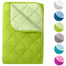 wometo Microfaser Sommer Steppbett im Wende-Design 135x200 – OekoTex grün und hellgrün kochfest 95° Leichtsteppbett für Camping und heiße Tage i ohne Bezug