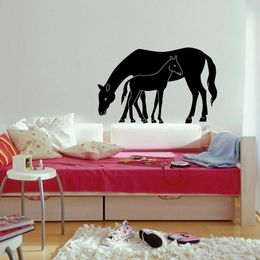 Wandsticker Pony Pferd Klebebilder Mädchen Kinderzimmer Wandtattoo 85x55cm - schwarz
