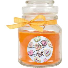 Hs Candle - Duftkerze im Bonbonglas zum Muttertag, Duft: Honigmelone ( Orange ), 120g - Brenndauer bis zu 30 Stunden, Kerze aus Glas mit Duft - Orange