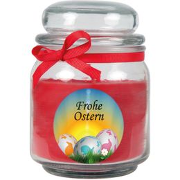 Duftkerze als Ostergeschenk ( Rosen-Duft ), Design: Ostereier - Kerze als Osterdeko - 300g. Wachs mit ca. 70 Stunden Brenndauer - Rot
