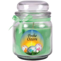 Duftkerze als Ostergeschenk ( Coconut Limes-Duft ), Design: Ostereier - Kerze als Osterdeko - 300g. Wachs mit ca. 70 Stunden Brenndauer - Grün