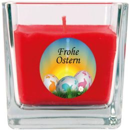 Duftkerze als Ostergeschenk ( Rosen-Duft ), Design: Ostereier - Kerze als Osterdeko - 190g. Wachs mit ca. 50 Stunden Brenndauer - Rot