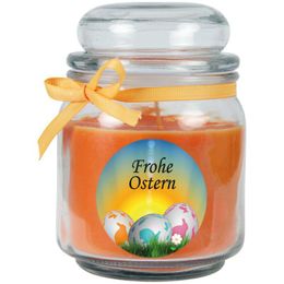 Duftkerze als Ostergeschenk ( Honigmelone-Duft ), Design: Ostereier - Kerze als Osterdeko - 300g. Wachs mit ca. 70 Stunden Brenndauer - Orange