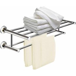 Handtuchablage Badetuchhalter Wand Handtuchhalter Handtuchständer Badetuchstange, Doppelte Handtuchstange - Goplus