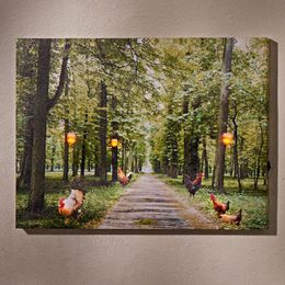 DEKO Led Bild Parkallee Leinwand auf Holzrahmen, 30x40 cm, Wandbild mit Beleuchtung