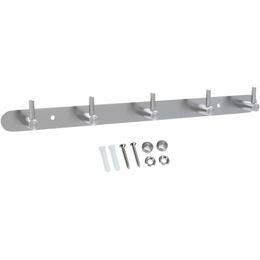 Intirilife Garderobenleiste Modell b - 5 Haken - Kleiderhaken Garderobe Edelstahl - grey