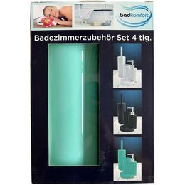 Metaltex Badezimmer-Zubehör-Set, 4-tlg., wc Garnitur, Toilettenbürste, Seifenspender, Seifenschale, Zahnbutzbecher, Türkis, Kunststoff