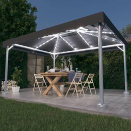 Pavillon Familienzelt Zelt für Camping/Markt/Festival Gartenpavillon mit LED-Lichterkette 400x300 cm Anthrazit Aluminium XDGN864953 MAISONCHIC