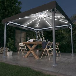Pavillon Familienzelt Zelt für Camping/Markt/Festival Gartenpavillon mit LED-Lichterkette 300x300 cm Anthrazit Aluminium XDGN640447 MAISONCHIC
