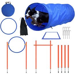 Agility Ausrüstungs Set für Hunde, Training Hindernisse mit Hundetunnel Konische Fässer inkl. Tragetasche - Aufun