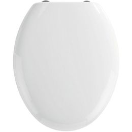 Wenko - Premium WC-Sitz Mira, mit Absenkautomatik, Weiß, Thermoplast weiß , Kunststoff silber matt - weiß