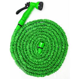 Hochwertiger Gartenschlauch Flexibler Wasserschlauch Schlauch 7m-15m inkl 7fach Multifunktions Sprühkopf Grün - grün - Eyepower
