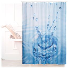 Duschvorhang Wassertropfen, Naturmotiv, Polyester, waschbar, Anti-Schimmel, Badewannenvorhang 180x180 cm, blau - Relaxdays