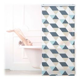 Duschrollo, 80x240 cm, Dreieck Muster, Seilzug, flexible Montage, Duschvorhang für Badewanne und Fenster, bunt - Relaxdays