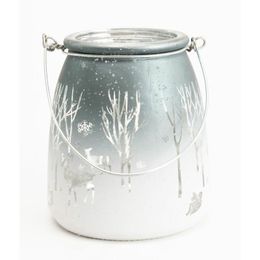 Windlicht Glas Winter ø 12 cm silber-weiß Deko-Kerzenständer & -Teelichthalter - TrendLine