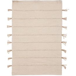 Atmosphera Teppich Box aus Baumwolle mit Pompon aus Jute 60x90cm - Elfenbein - Elfenbein